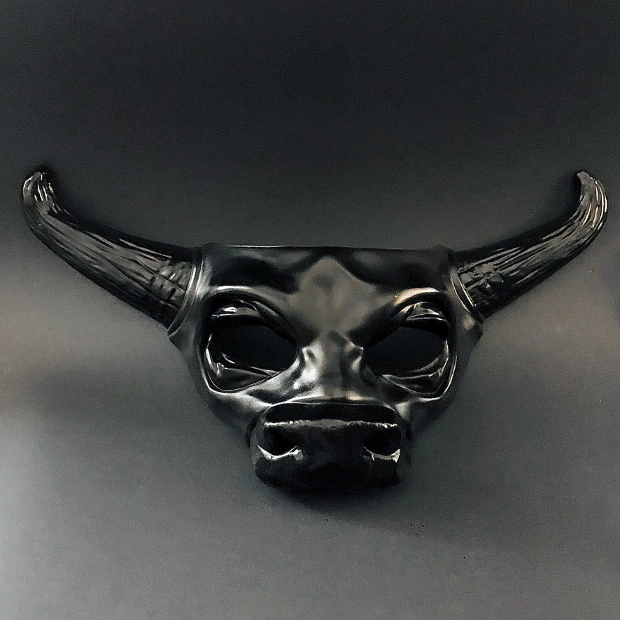 Bull Horn Black Masquerade Mask For Men | Masquerade Store