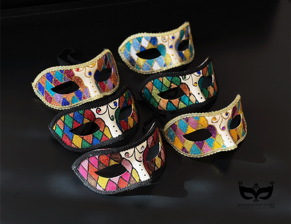 Bulk Harlequin Masquerade Masks Assorted Colors | Masquerade Store