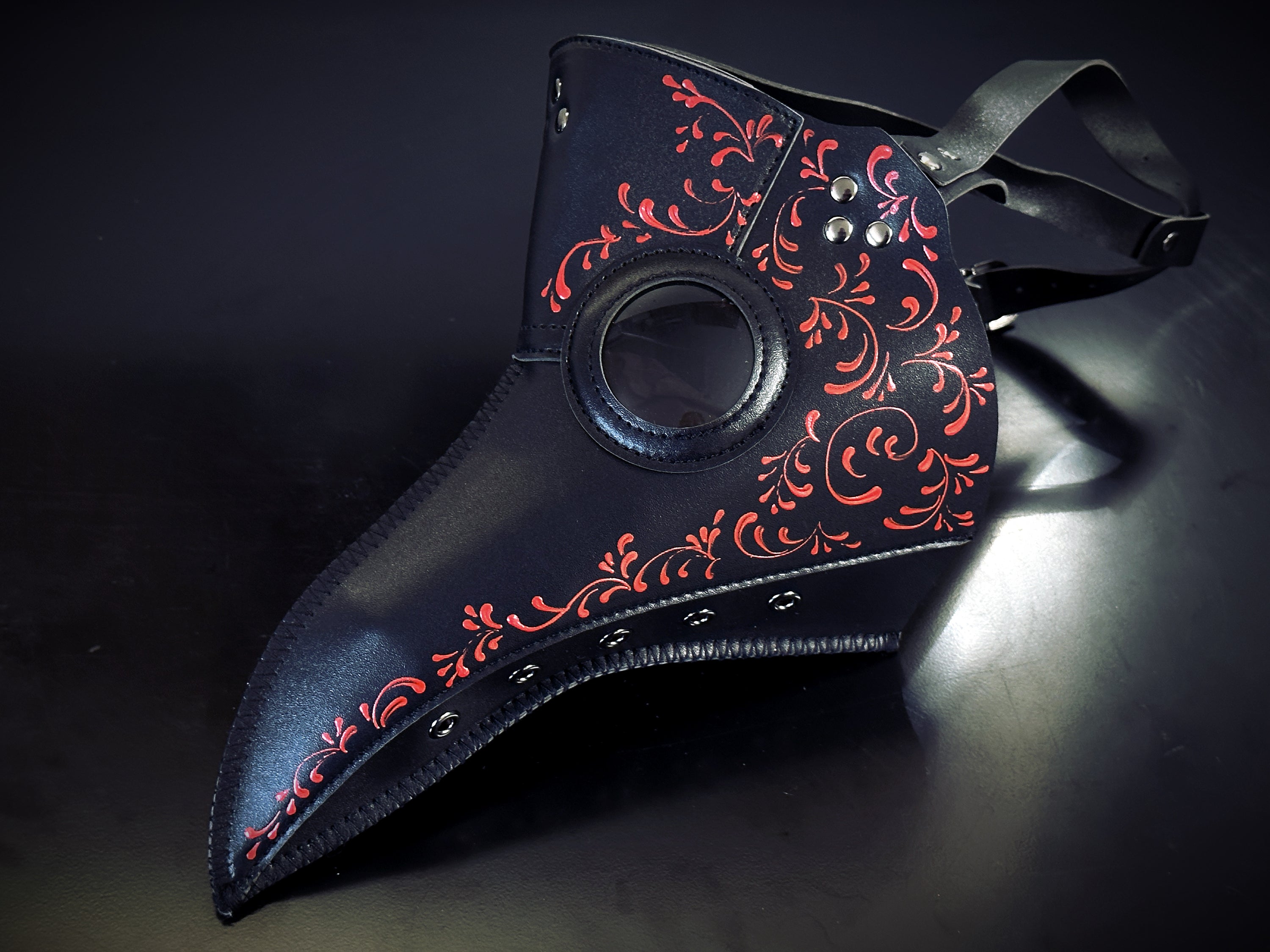 Black Death Mask Mask - Red Filigree - Adult | Masquerade Mask ...