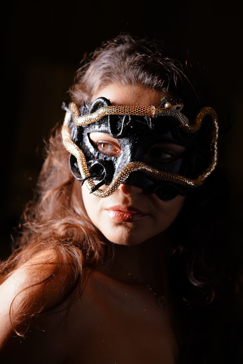 Women's Masquerade Mask Medusa Snake Black Gold | Masquerade Store