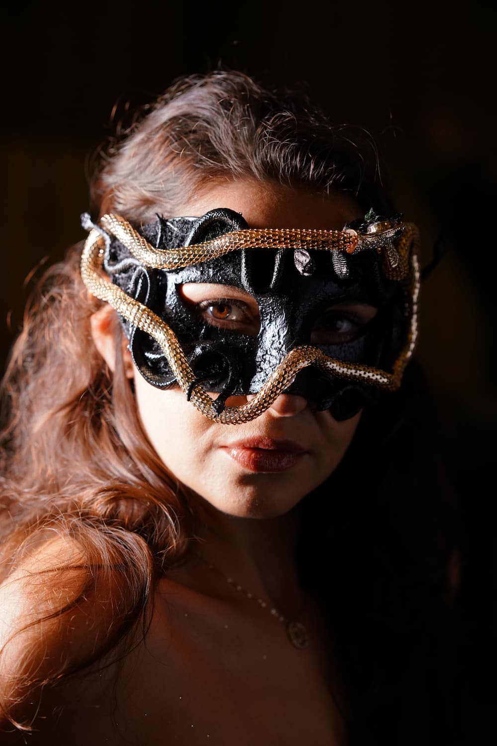 Women's Masquerade Mask Medusa Snake Black Gold | Masquerade Store