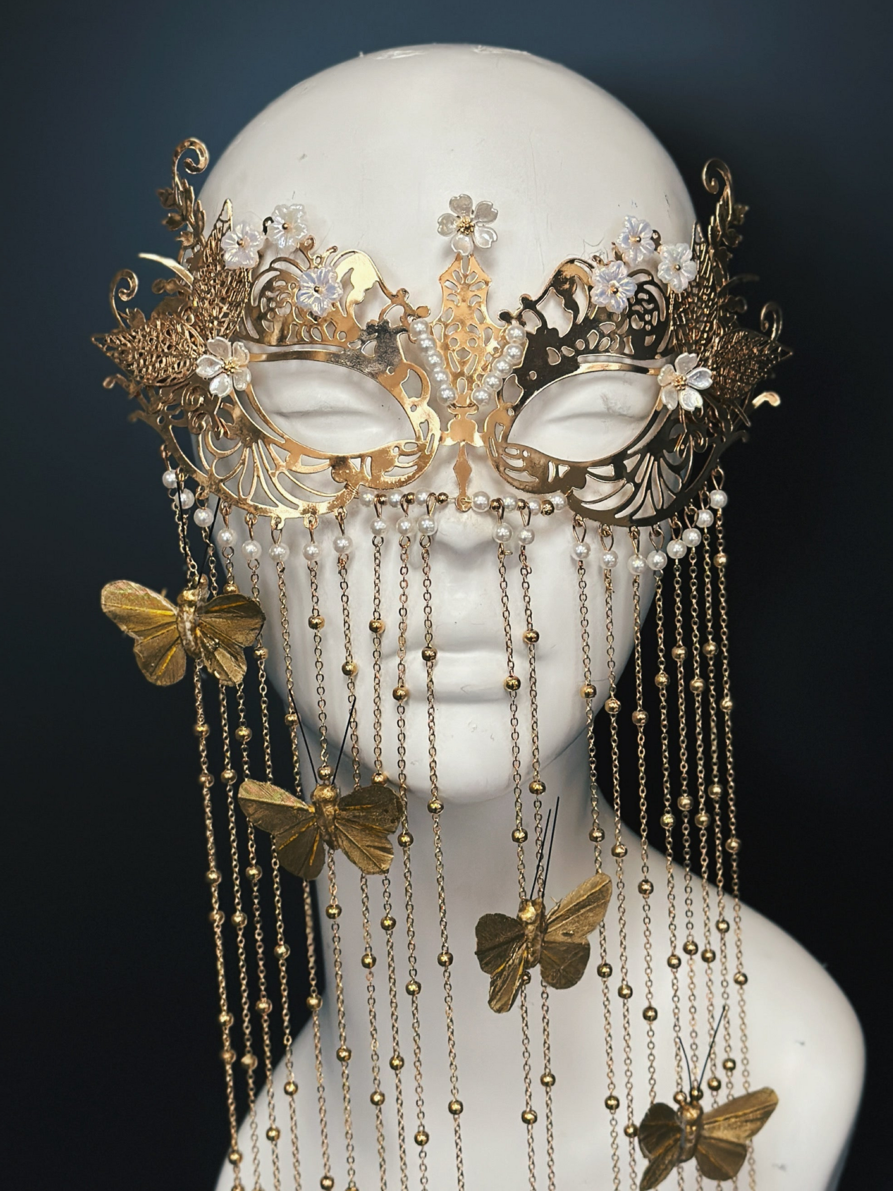Butterfly Chain Mask - Gold - Masquerade Store