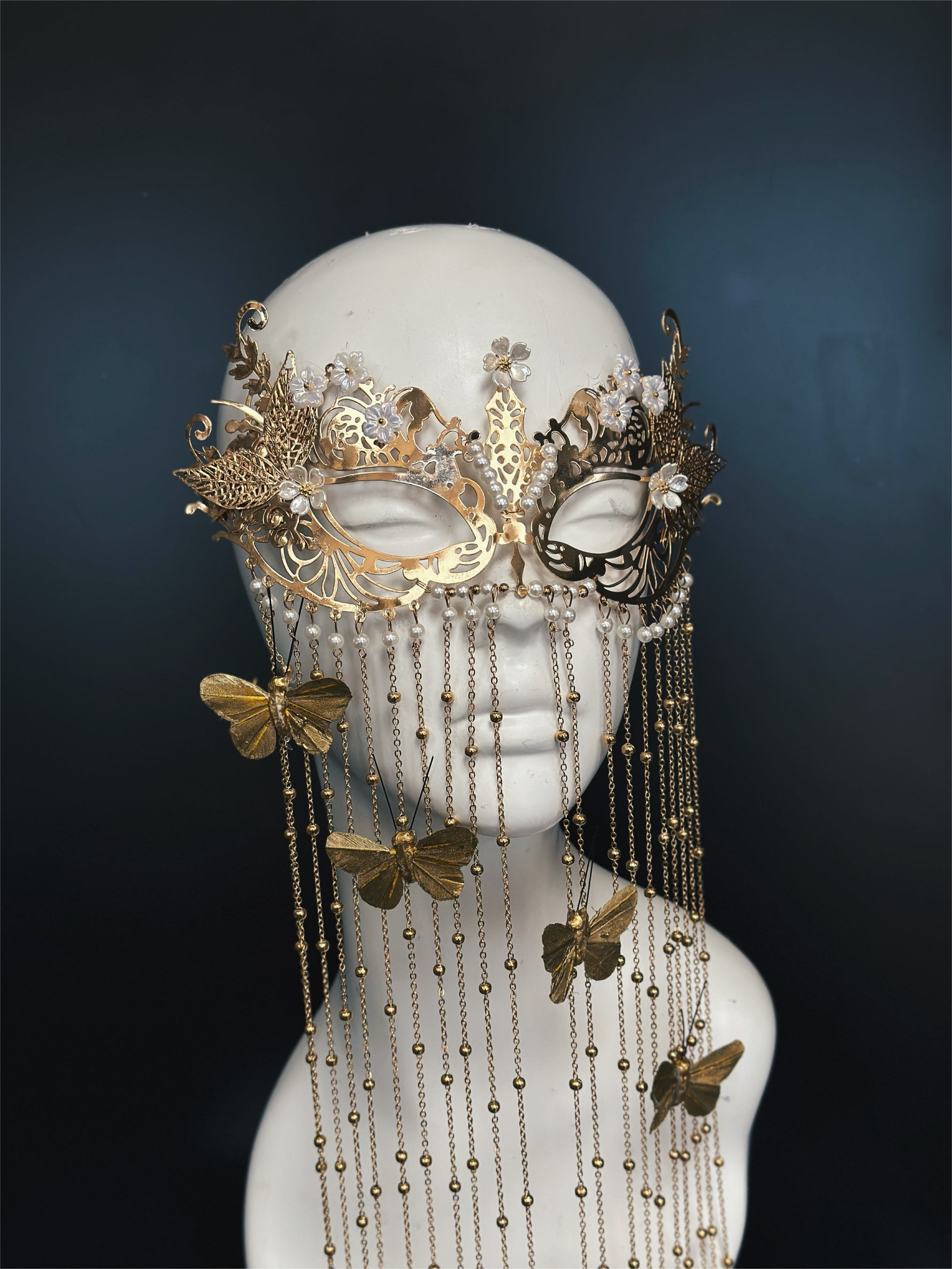 Butterfly Chain Mask - Gold - Masquerade Store