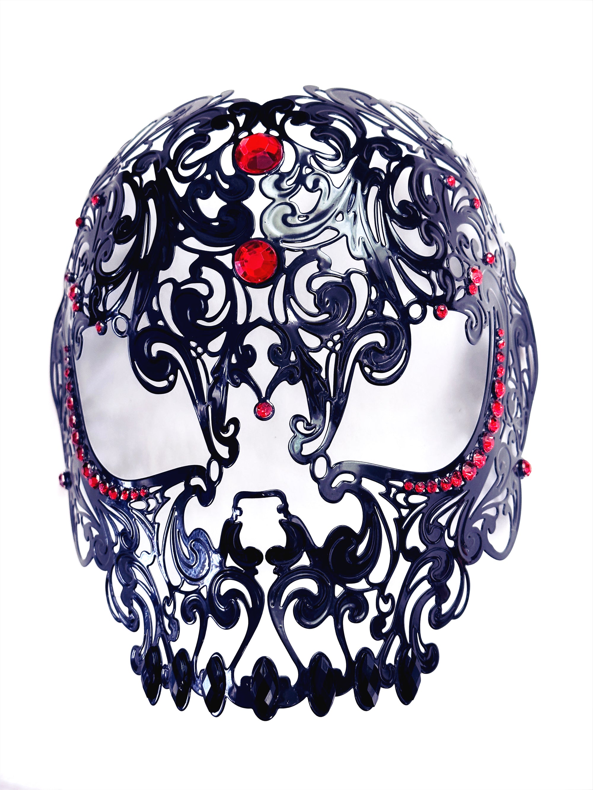 Metal Skull Masquerade Mask Black Red Men – Masquerade Store