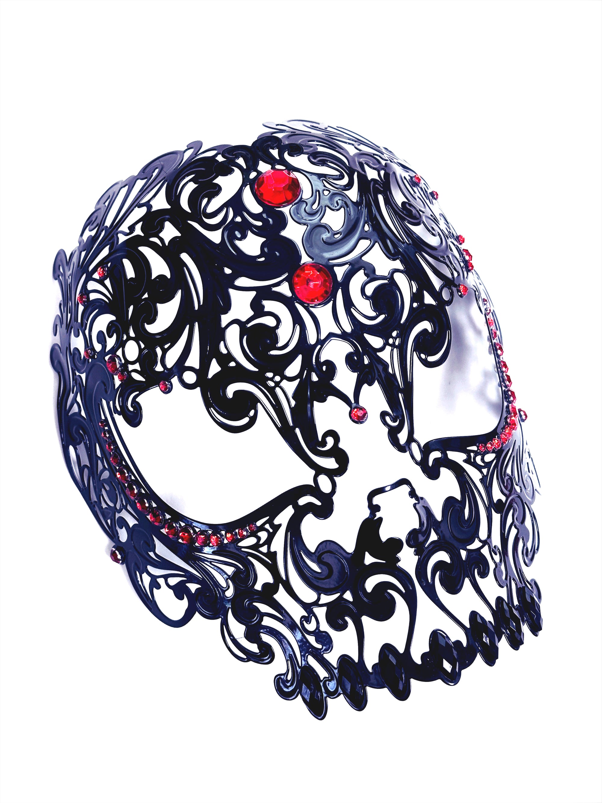 Metal Skull Masquerade Mask Black Red Men – Masquerade Store
