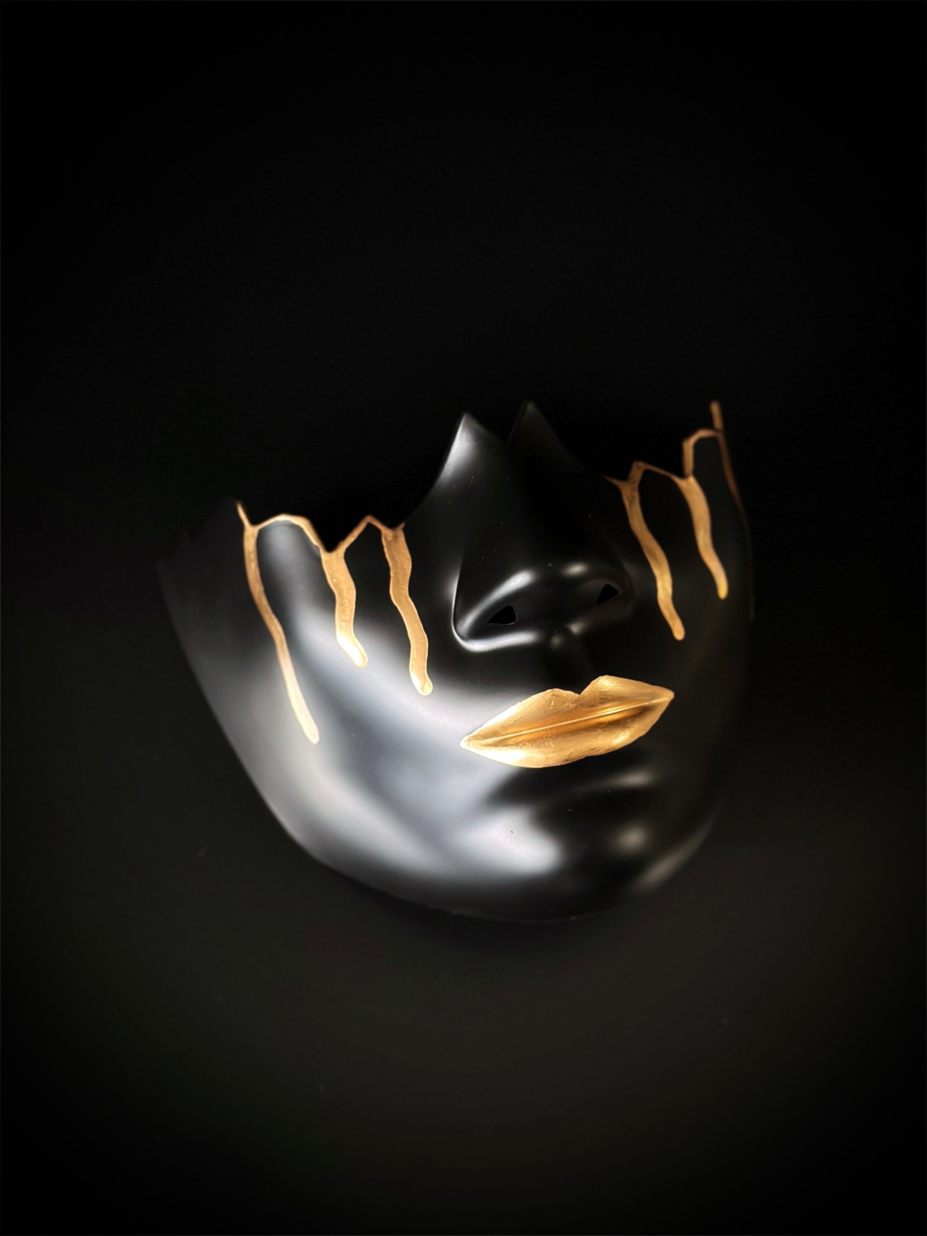 Couples Mouthguard Masks - Black Gold - Masquerade Store