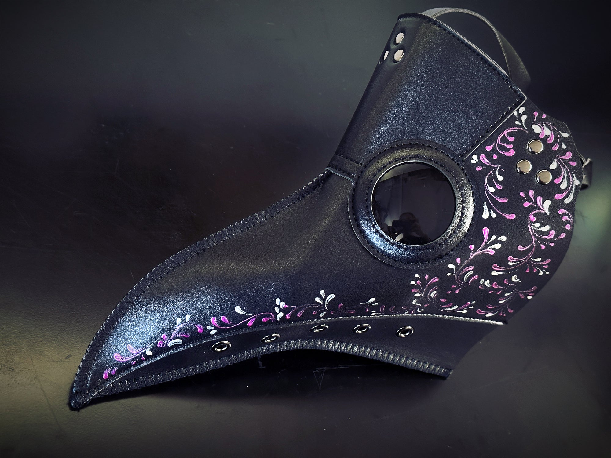 Black Plague Doctor Mask - Pink/Silver Filigree - Adult | Masquerade Store