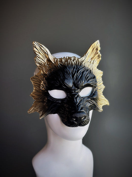 Mens Werewolf Mask - Gold Black - Masquerade Store