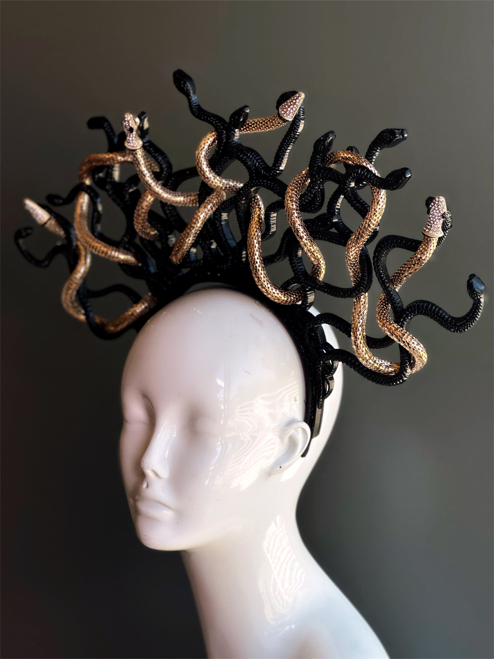 Medusa Headpiece Snakes Gold Black – Masquerade Store Official