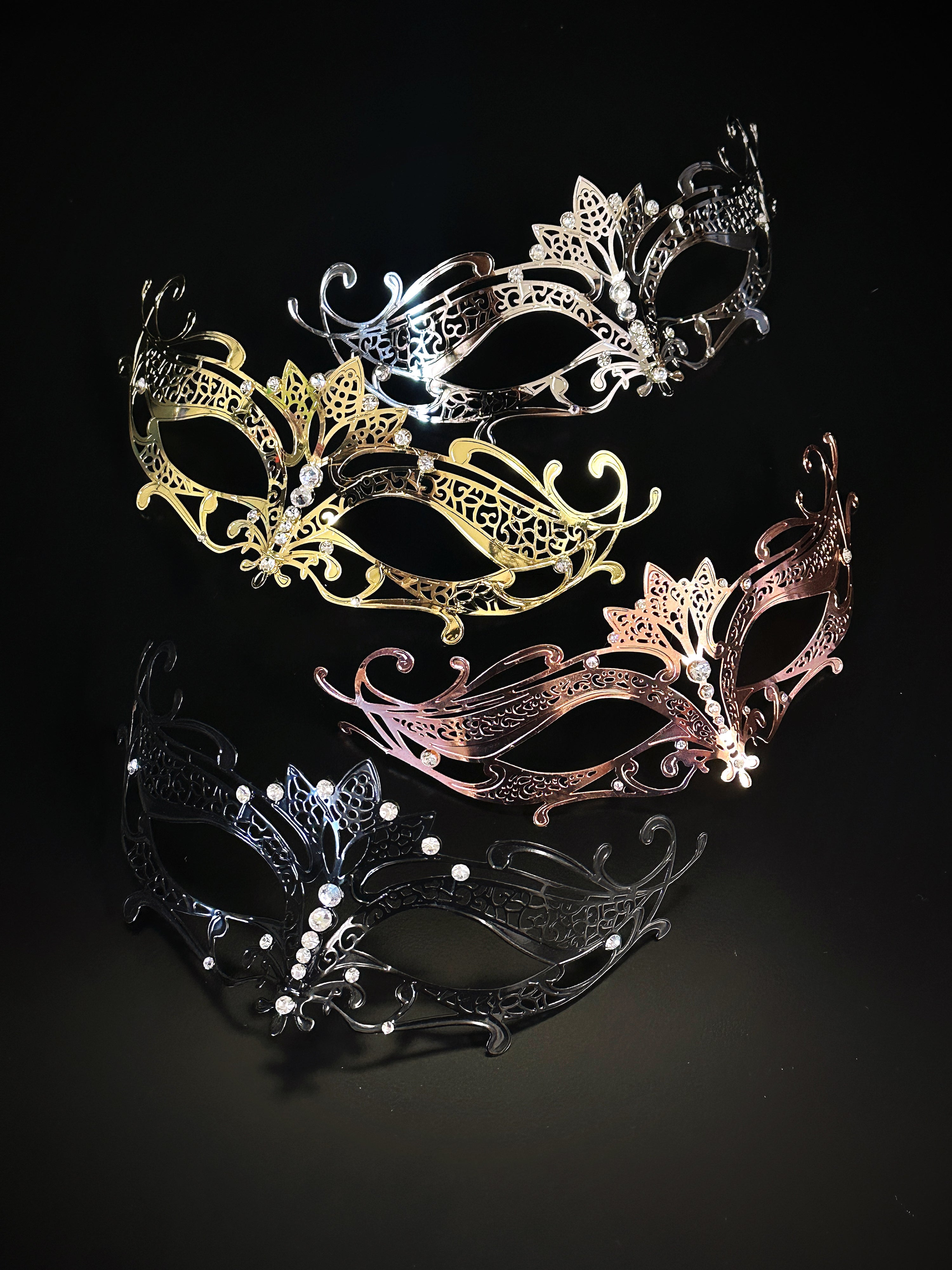 Masquerade Masks Women Metal Rose Gold Black Gold Silver | Masquerade Store