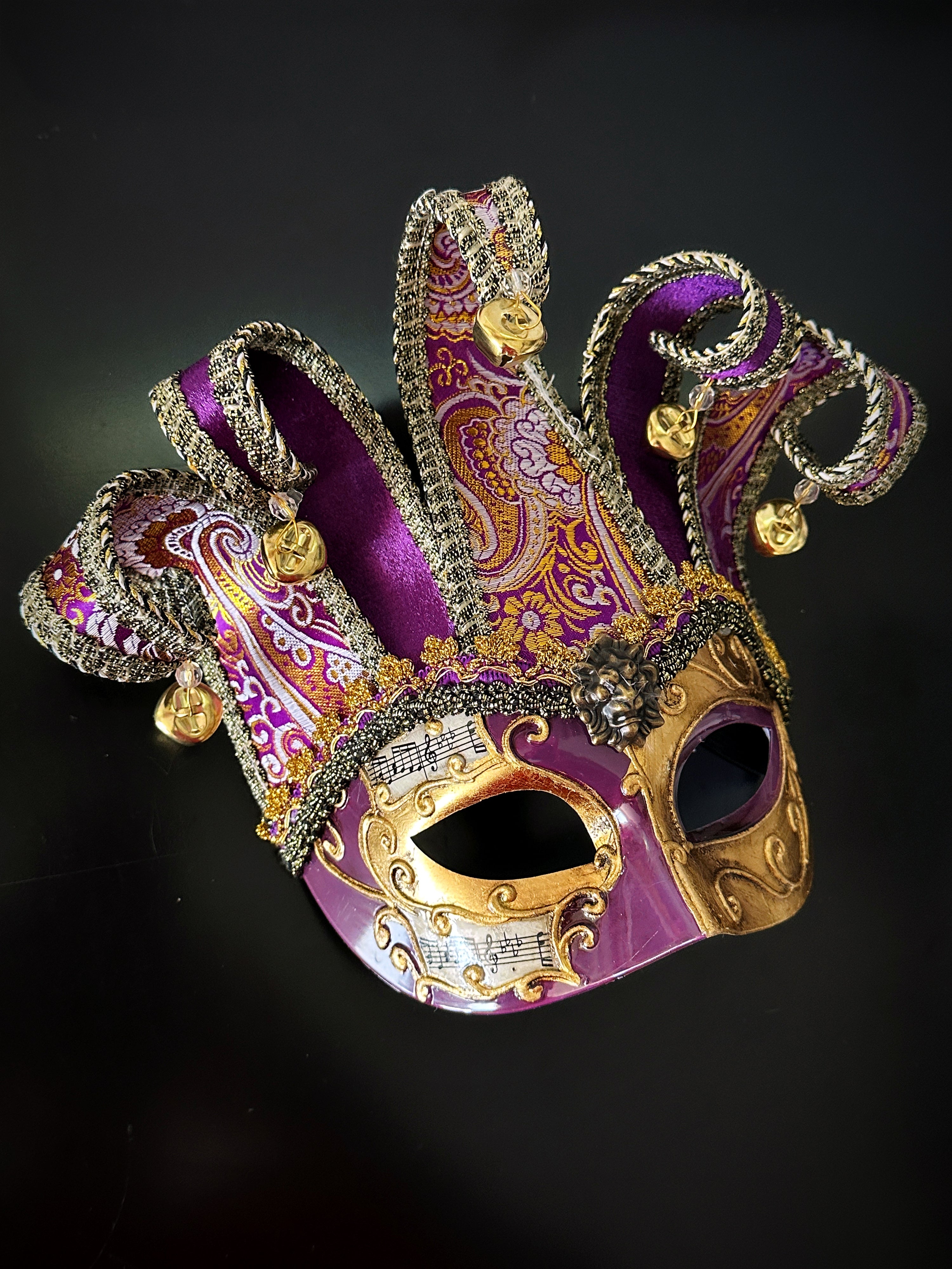 Men's Masquerade Mask Jester Gold Purple | Masquerade Store