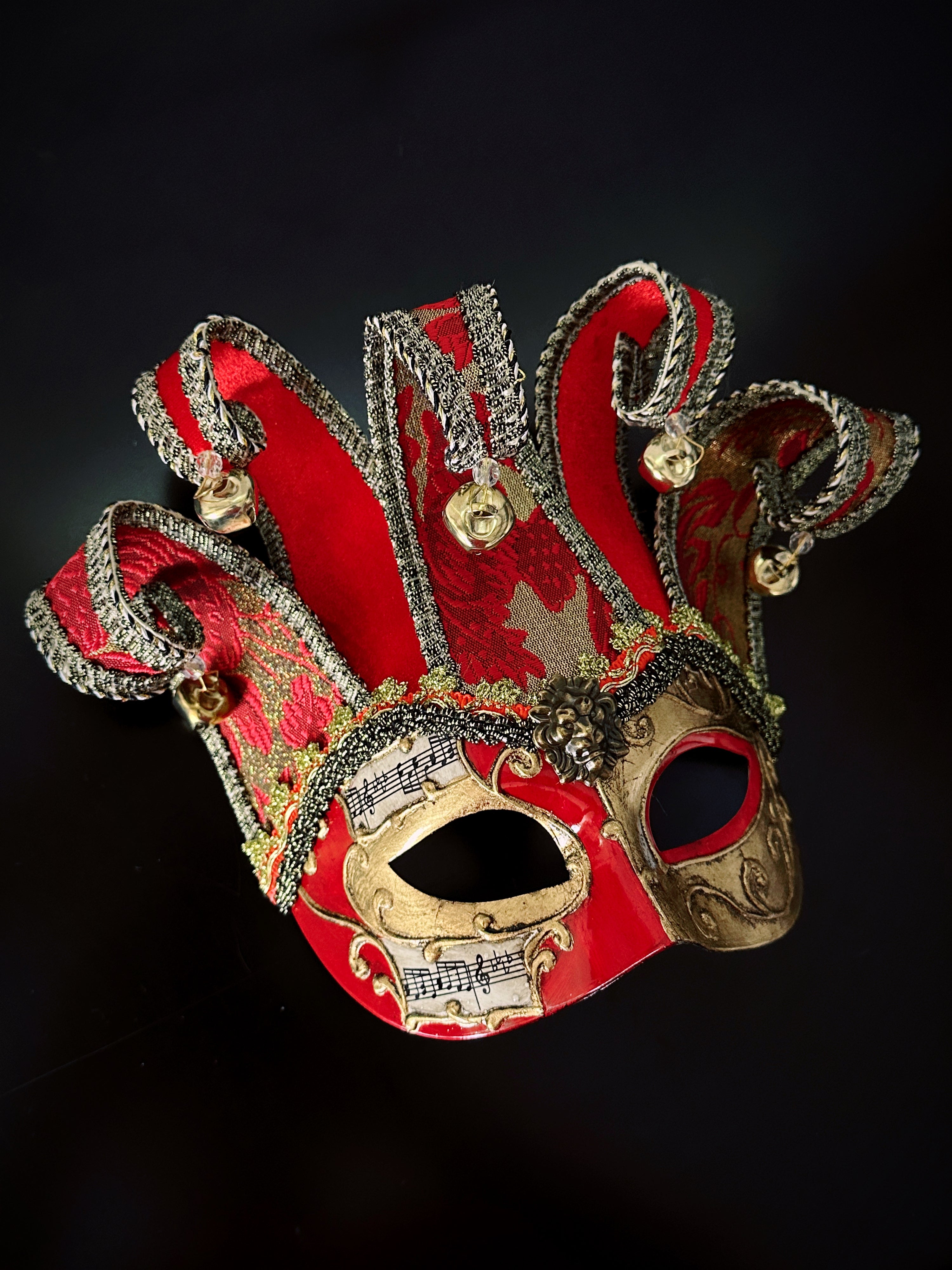 Men's Masquerade Mask Jester Gold Red | Masquerade Store