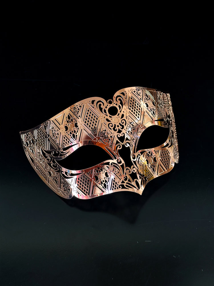 Men's Masquerade Mask Metal Rose Gold | Masquerade Store
