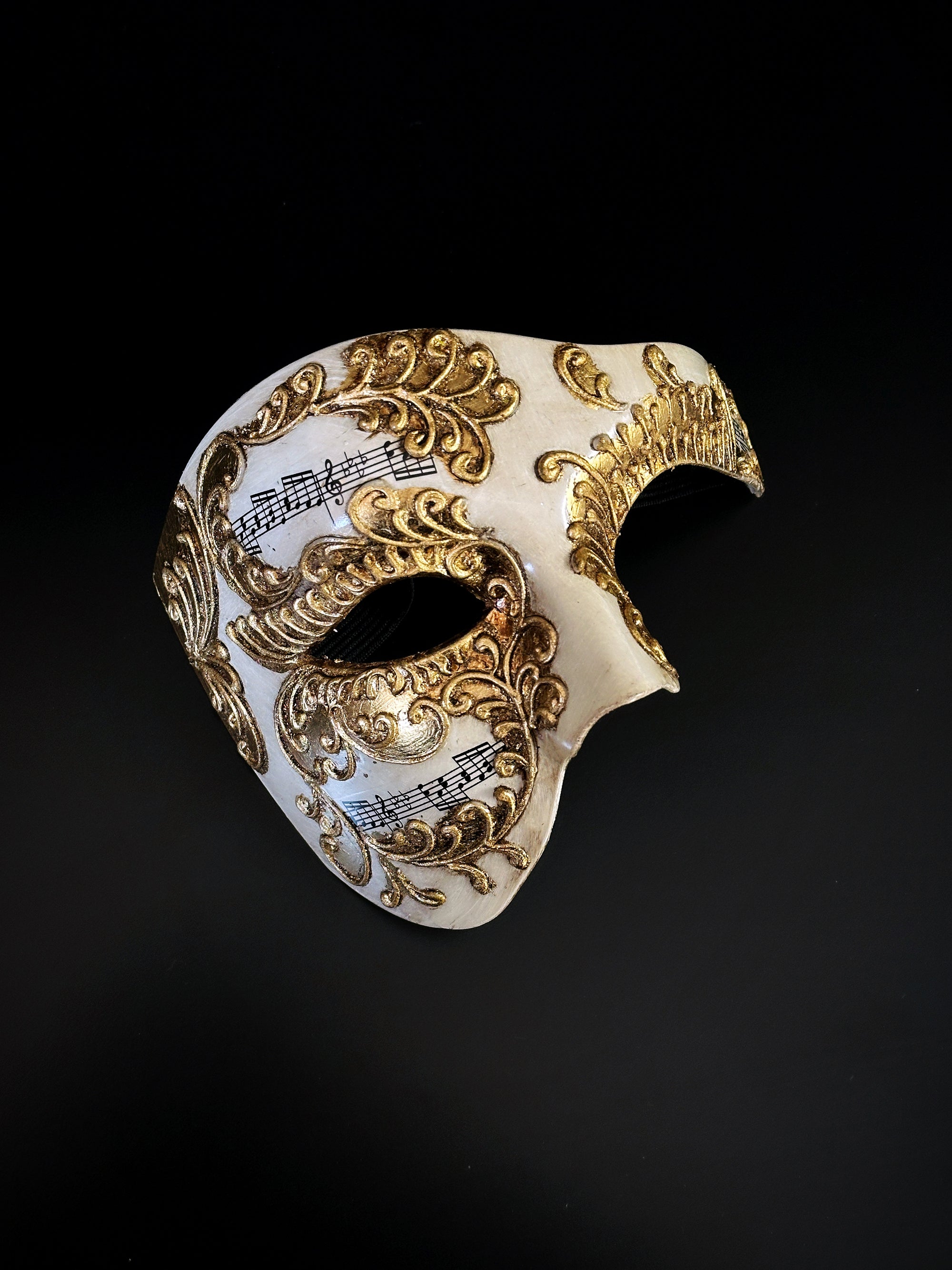 Men's Masquerade Mask Venetian Gold Phantom Musical Notes | Masquerade ...