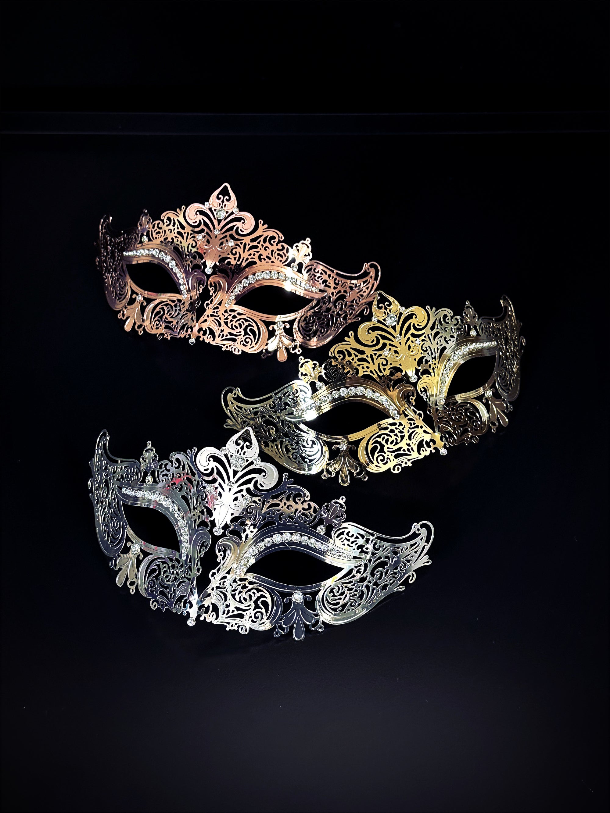 Masquerade Masks Womens Metal Rose Gold Silver Gold | Masquerade Store