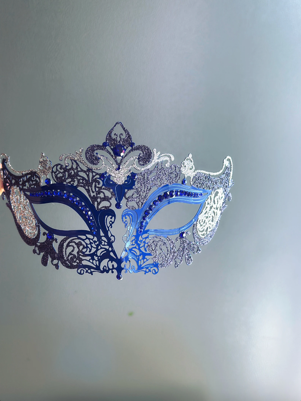 Couples Metal Masquerade Mask Navy Rhinestones – Masquerade Store