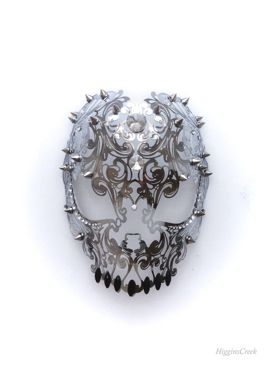 Men's Silver Spiked Metal Skull Masquerade Mask | Masquerade Store