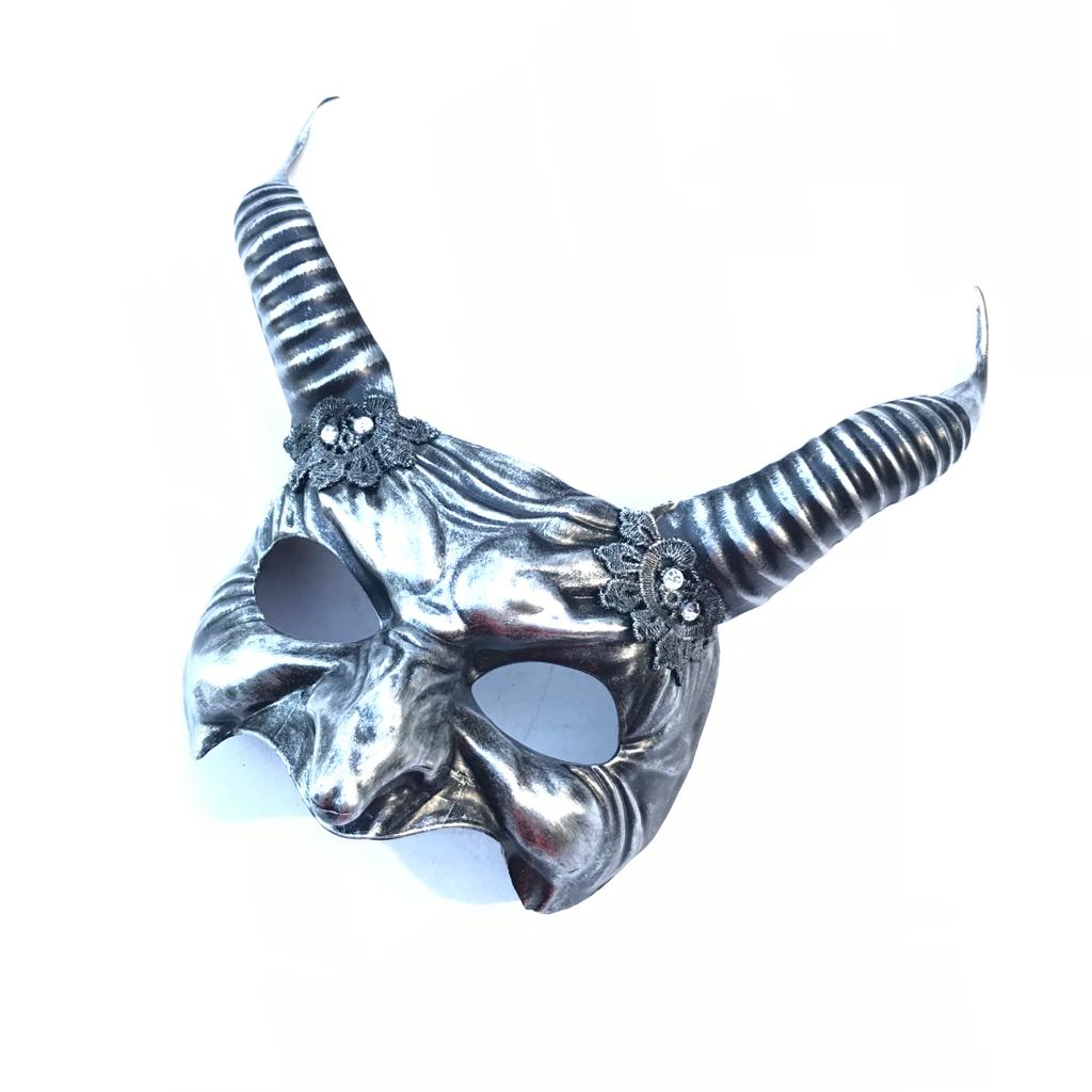 Gold/Black Horned Devil Mask - Masquerade Store