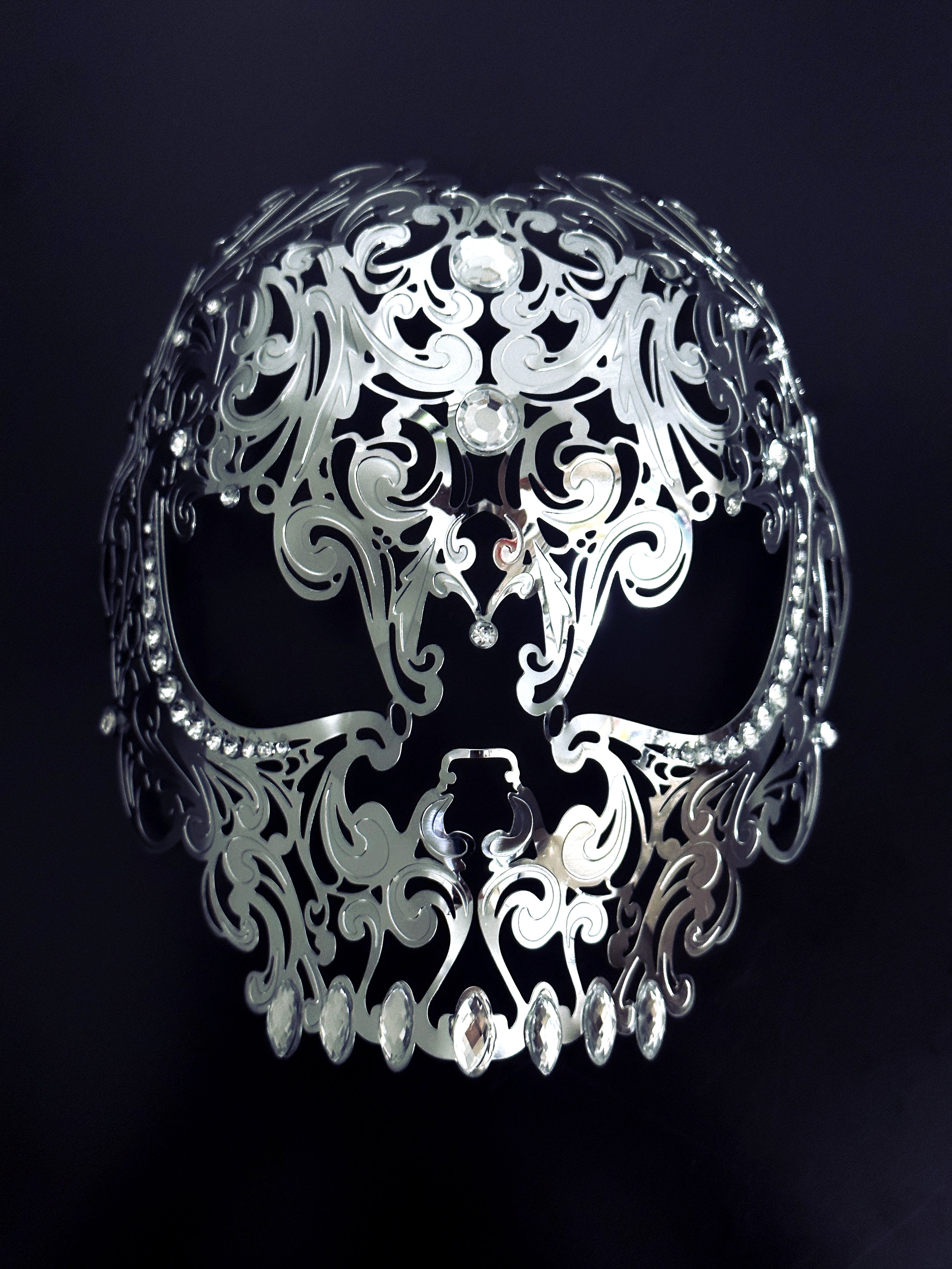 Metal Skull Masquerade Mask Silver Men | Masquerade Store