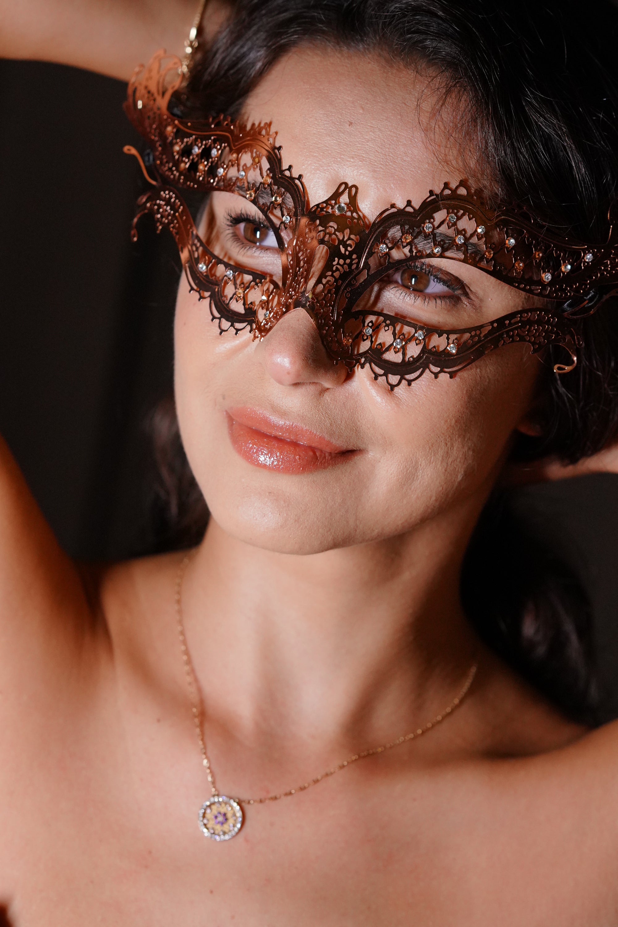 Women's Masquerade Mask Katherine Rose Gold | Masquerade Store