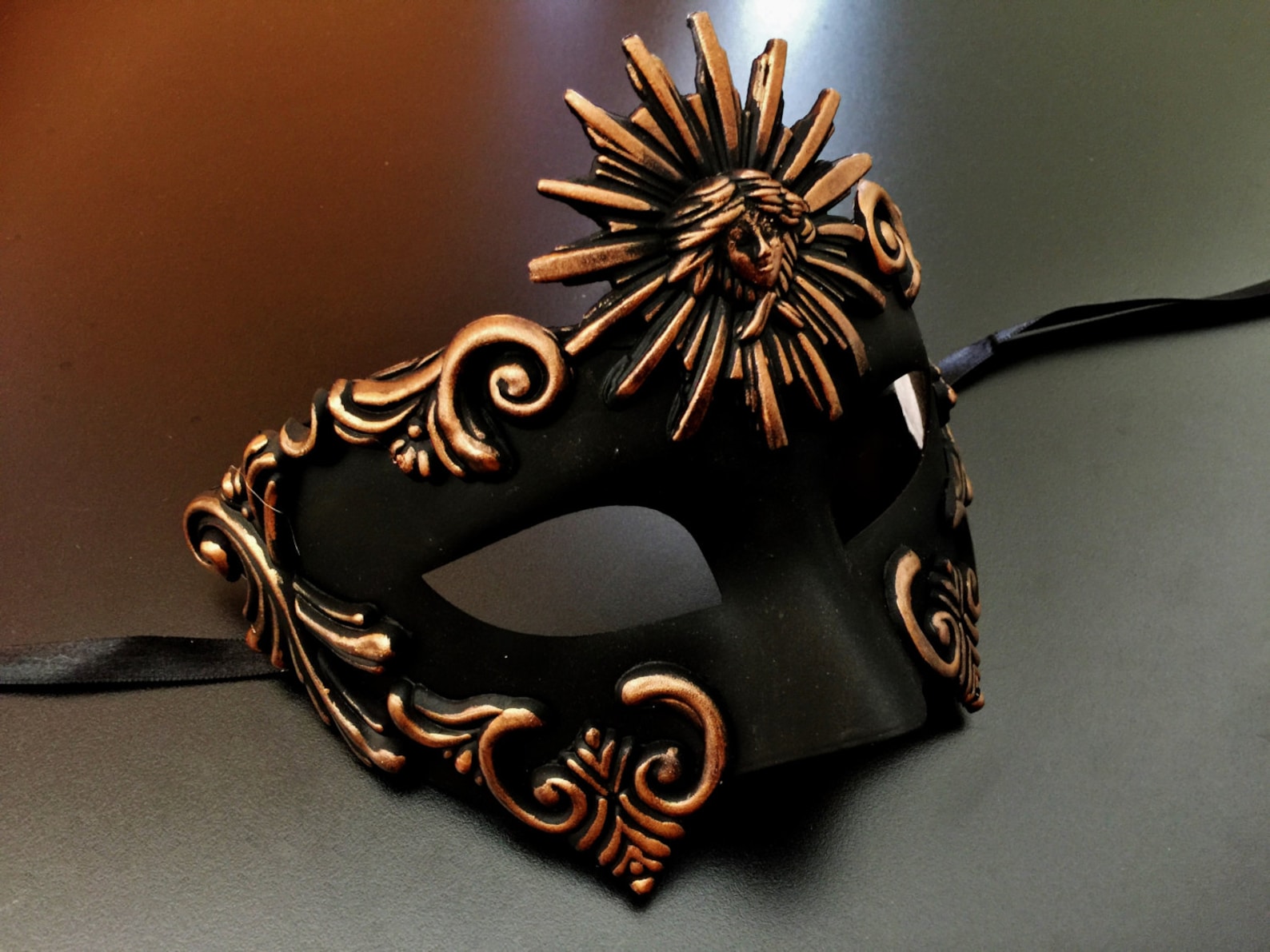 Mens Masquerade Mask Roman Sun God Bronze | Masquerade Store