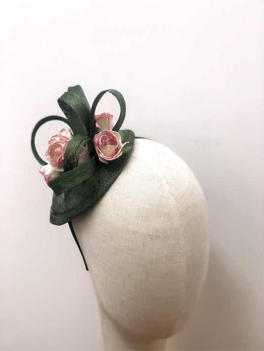 Womens Fascinator Flowers Netting Pink | Masquerade Store