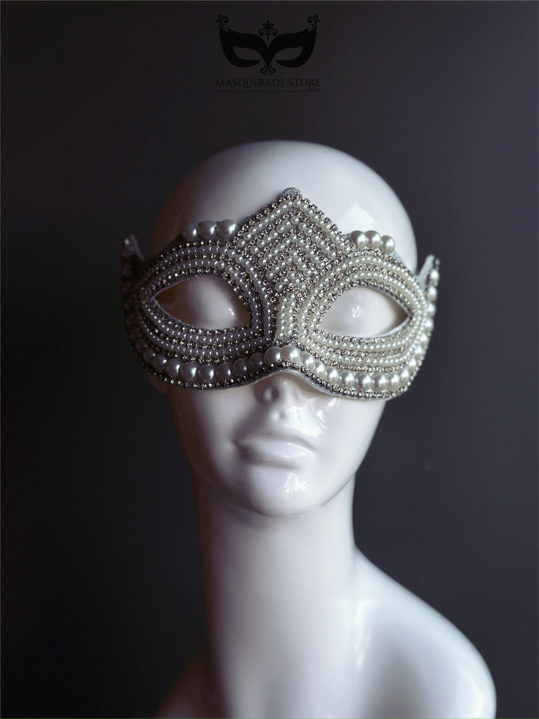 White Pearl Masquerade Mask – Evening Gala | Masquerade Store